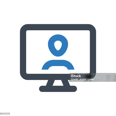 컴퓨터 사용자 아이콘벡터 일러스트 레이 션입니다 컴퓨터 Pc 사용자 계정 프로필 아바타 노트북 로그인 사람 암호 화상 통화 선 개요 아이콘 개체 그룹에 대한 스톡 벡터 아트