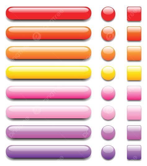 Web Buttons Set Website Glossy Buttons Vector Website Glossy Buttons PNG And Vector With