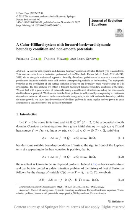 A Cahnhilliard System With Forward Backward Dynamic Boundary Condition And Non Smooth