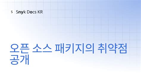 오픈 소스 패키지의 취약점 공개 snyk docs kr