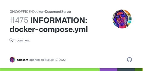 Information Docker Composeyml · Issue 475 · Onlyofficedocker