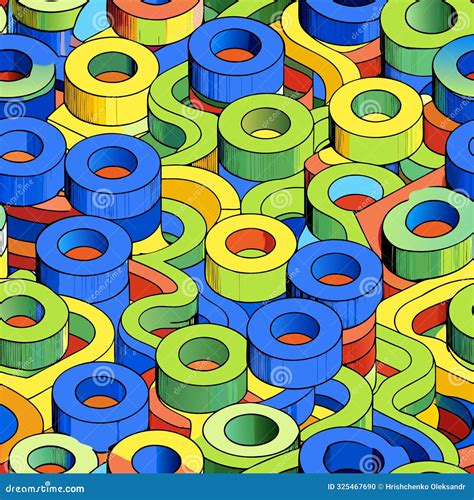 A Looping Texture Consisting Of 3d Pop Style Cylinders Of Different