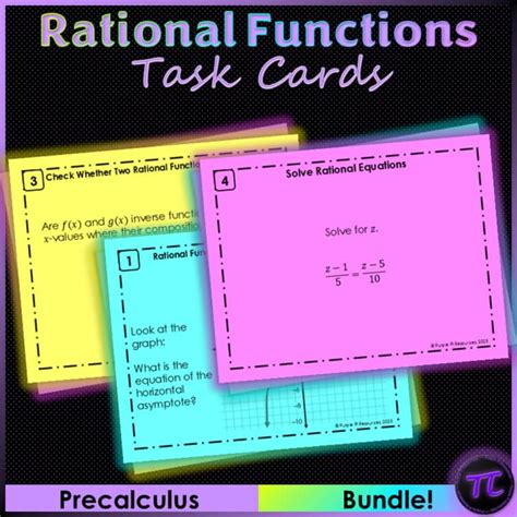 Rational Functions Precalculus Task Cards Bundle By Purple Pi Resources