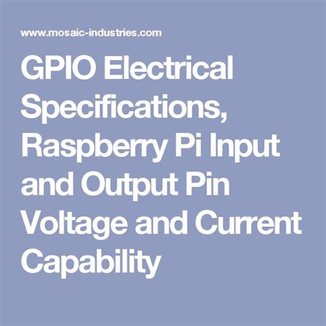 gpio electrical specifications raspberry pi input and output pin