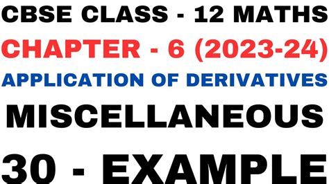 Example Miscellaneous L Chapter Application Of Derivatives L Class Th Maths L NEW NCERT
