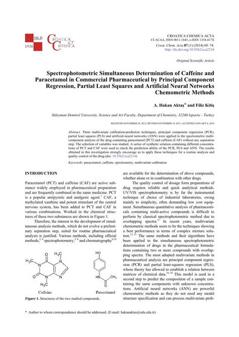 Pdf Spectrophotometric Simultaneous Determination Of Caffeine Dokumen Tips