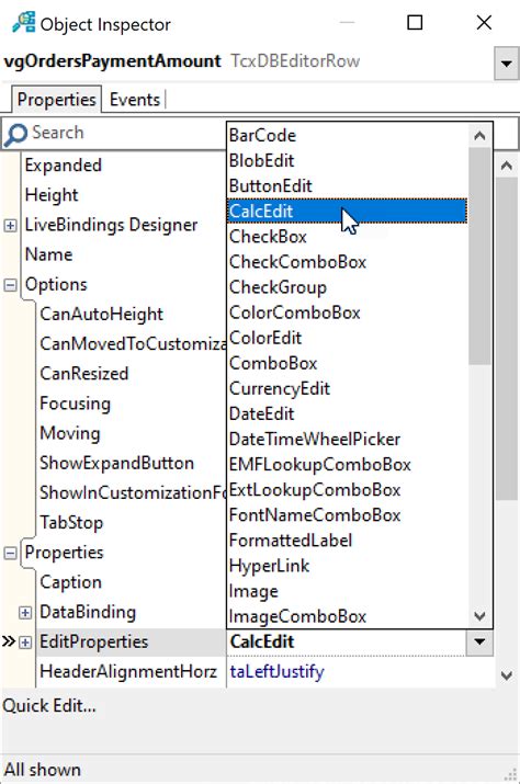 Tcxcustomeditorrowpropertieseditpropertiesclass Property Vcl