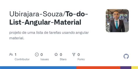 Github Ubirajara Souzato Do List Angular Material Projeto De Uma