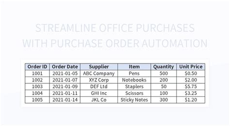 Free Office Purchase Order Templates For Google Sheets And Microsoft Excel Slidesdocs