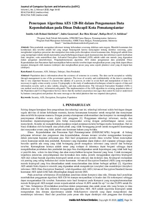 Pdf Penerapan Algoritma Aes 128 Bit Dalam Pengamanan Data