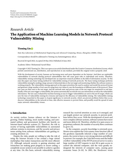 Pdf The Application Of Machine Learning Models In Network Protocol