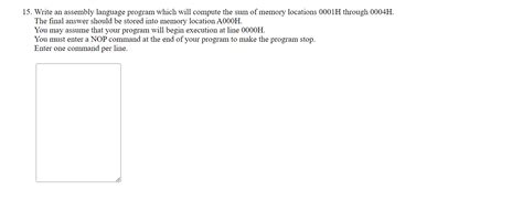 Solved 15 Write An Assembly Language Program Which Will