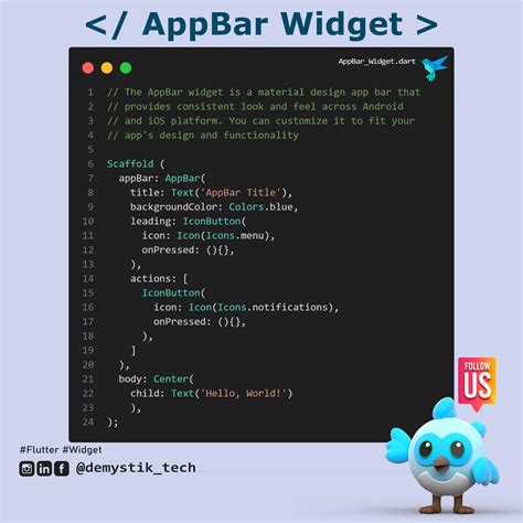 Jokodola 📱👨‍💻 Flutter Appbar Widget The Appbar Widget In Flutter Is A