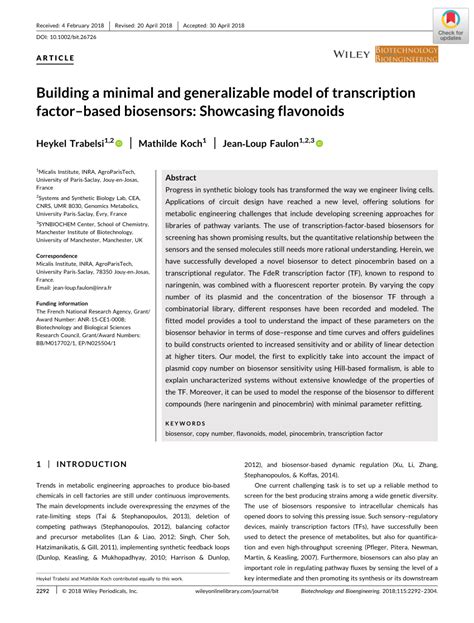 Pdf Building A Minimal And Generalizable Model Of Transcription Factor Based Biosensors