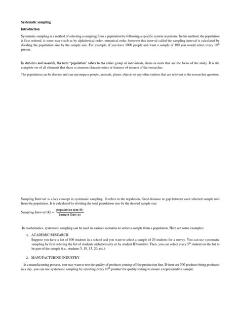 Systematic Sampling Pdf Sampling Statistics Statistics