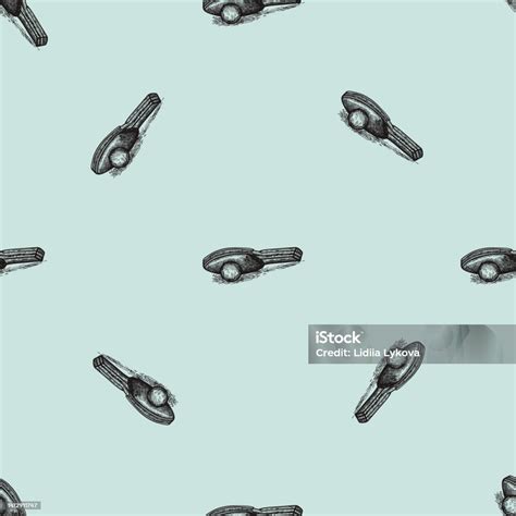 탁구 라켓에는 이음새가 없는 무늬가 새겨져 있습니다 손으로 그린 스타일의 빈티지 스포츠 요소 경기 스포츠에 대한 스톡 벡터 아트 및 기타 이미지 Istock