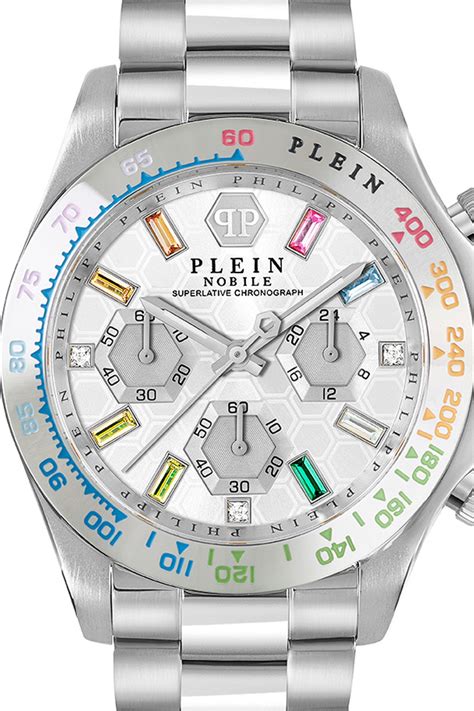 Philipp Plein, Часовник с хронометър и кристали, Сребрист - eMAG.bg