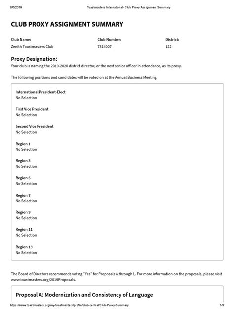 Club Proxy Assignment Summary Pdf Proxy Voting By Law