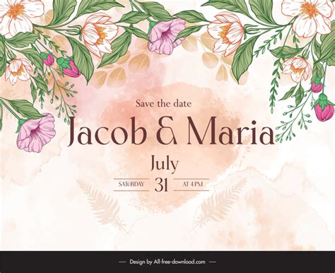 Wedding Backdrop Template Elegant Flat Classical Flowers Handdraw Vectors Images Graphic Art