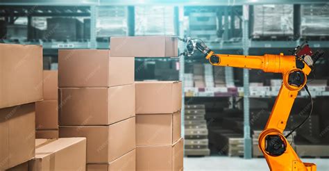 Premium Photo Smart Robot Arm System For Innovative Warehouse And Factory Digital Technology