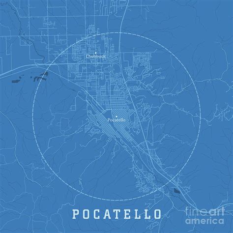 Pocatello Id City Vector Road Map Blue Text Digital Art By Frank