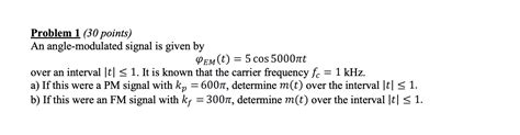 solved problem 1 30 points an angle modulated signal is