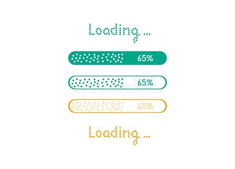 Progress Loading Bar With Dots Set Of Doodle Icons Hand Drawn Sketch Vector Stock Vector