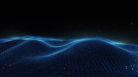 Premium Photo Abstract Digital Particle Wave In Blue Tones