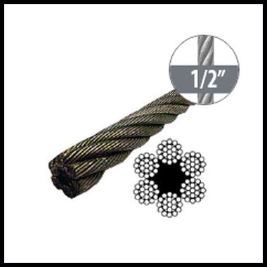 Bright Wire Rope Eips Fc 6x19 Class 12 Lineal Foot Cargo Lift