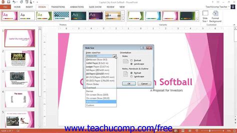 PowerPoint Tutorial Changing Slide Size Only Microsoft Training Lesson YouTube