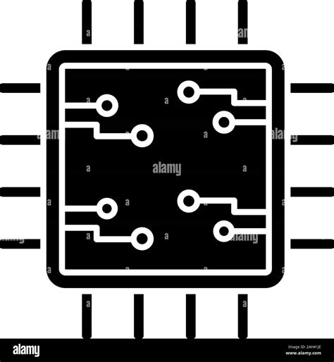 Processor With Electronic Circuits Glyph Icon Microprocessor With