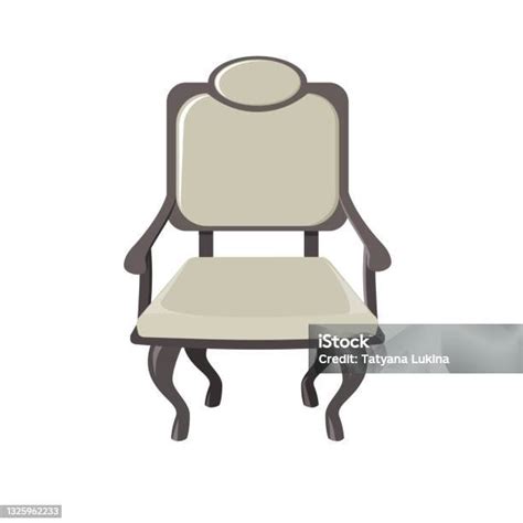 빈티지 앤티크 의자 또는 무성 회색 색상의 안락 의자 엄숙한 의식 외관 흰색 배경에 격리 만화 스타일의 벡터 일러스트레이션