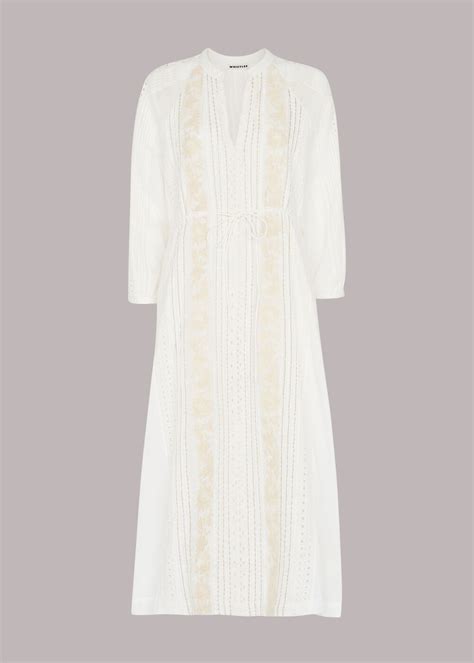 White Cotton Embroidered Dress Whistles Whistles Uk