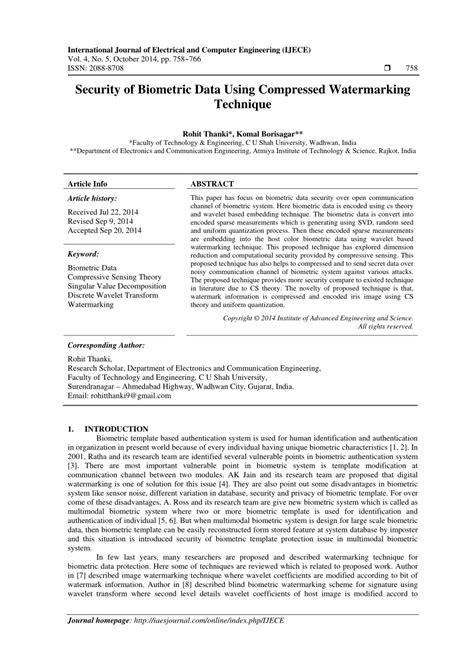 Pdf Security Of Biometric Data Using Compressed Watermarking Technique