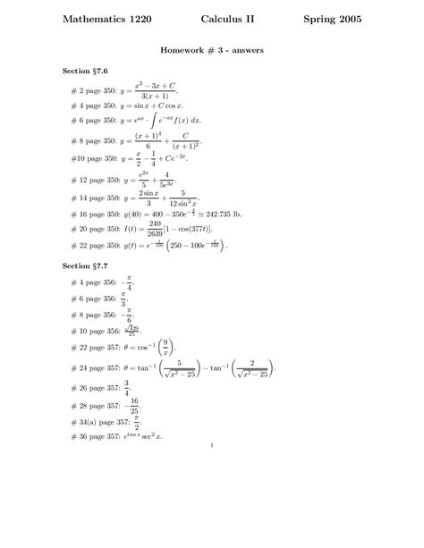 Solutions For Homework 3 Calculus Ii Math 1220 Docsity