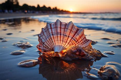 Premium Photo A Seashell On A Sandy Beach With Wavy Patterns
