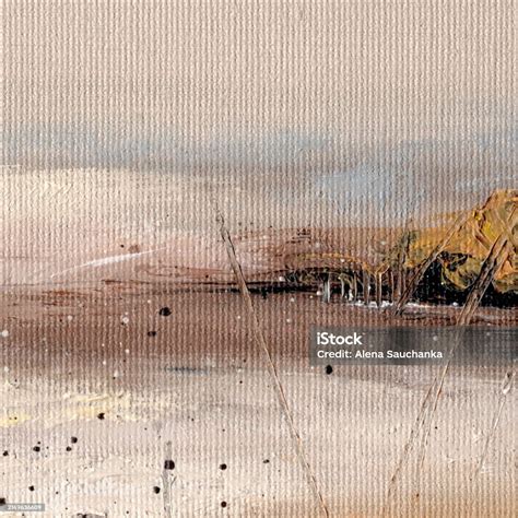 추상 해변 일몰 바다 모래톱 붓 스트로크 해안 현대 미술로 유화 손으로 그린 예술입니다 차분한 베이지 브라운 오렌지 텍스처