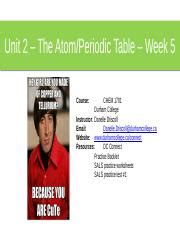 Unit 2 The Atom And Periodic Table TEACHER Week 5 Pptx Unit 2 The Atom Periodic Table