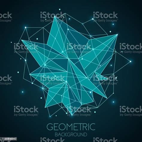 다각형 추상 미래 템플릿 어두운 파란색 배경에 낮은 폴리 기호 벡터 라인 점 및 삼각형 모양 연결 네트워크 디지털 분자 기술