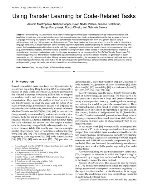 Pdf Using Transfer Learning For Code Related Tasks