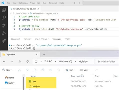 how to convert json to csv in powershell