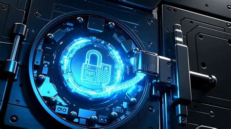 Ai Vault Door Glows With Blue Lock Stock Video Video Of Security