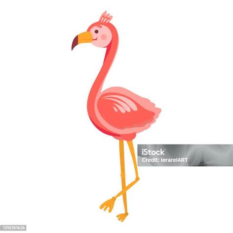 그녀의 머리에 크라운달콤한 핑크 플라밍고 공주 옷 카드 생일 초대장 인쇄에 적합합니다 흰색 배경에 격리된 벡터 그림 귀여운에 대한 스톡 벡터 아트 및 기타 이미지 Istock