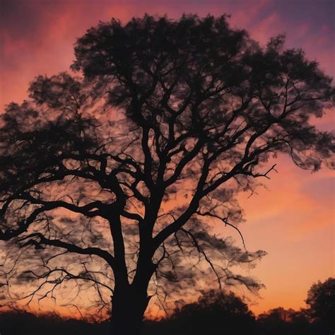 Premium Photo Silhouette Of Tree Branches With Twilight Sky
