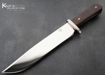 George Tichbourne Custom Knife 440c Desert Ironwood With Mosaic Pins