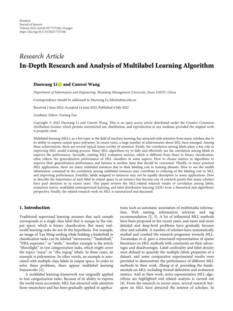 pdf in depth research and analysis of multilabel learning algorithm
