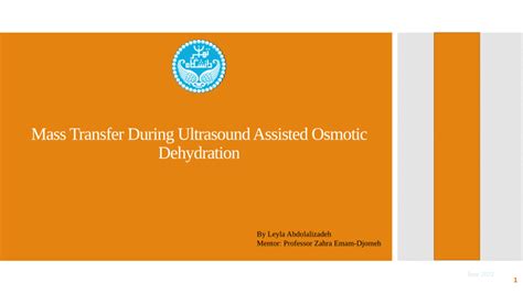 Pdf Mass Transfer During Ultrasound Assisted Osmotic Dehydration