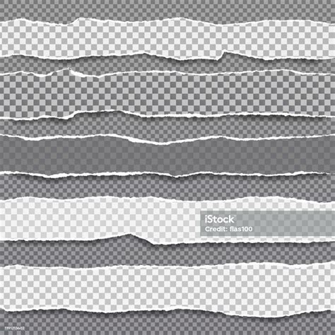 찢어진 부드러운 그림자와 흰색 사각형 사실적인 수평 종이 스트립의 조각은 어두운 회색 배경에 있습니다 벡터 일러스트레이션 0명에
