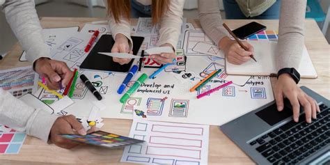 collaboration ux developer and ui designer brainstorming session with