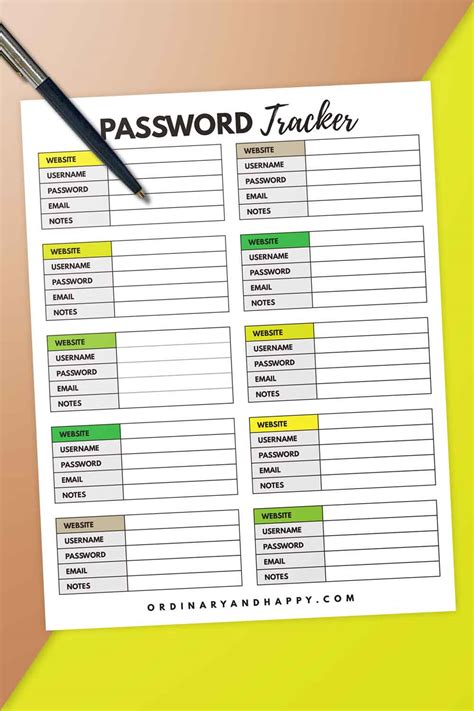 Use My Free Password Tracker Printable To Store Your Passwords Offline